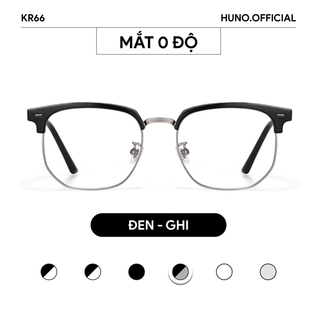 Gọng kính nam nữ HUNO mắt kính gọng vuông tròn kim loại thời trang cao cấp chống ánh sáng xanh ...