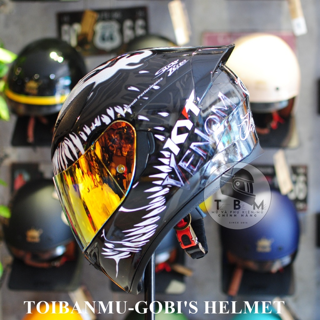 Mũ bảo hiểm Royal M138 tem KYT Venom đen Fullface 1 Kính Helmet ...