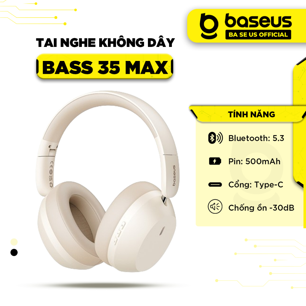 Tai nghe Bluetooth chụp tai không dây Baseus Bass 35 Max bluetooth 5.3 ...