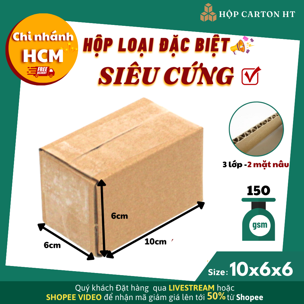 Combo 100 hộp carton đóng hàng 10x6x6 giá gốc tận xưởng đựng phụ kiện ...