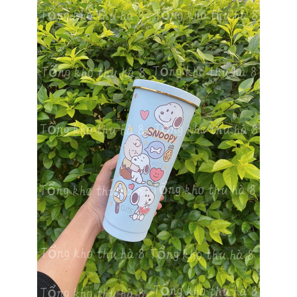 Ly Giữ Nhiệt Chó Snoopy Xanh 750ml, Bình Giữ Nhiệt Inox 304 Tặng Kèm ...