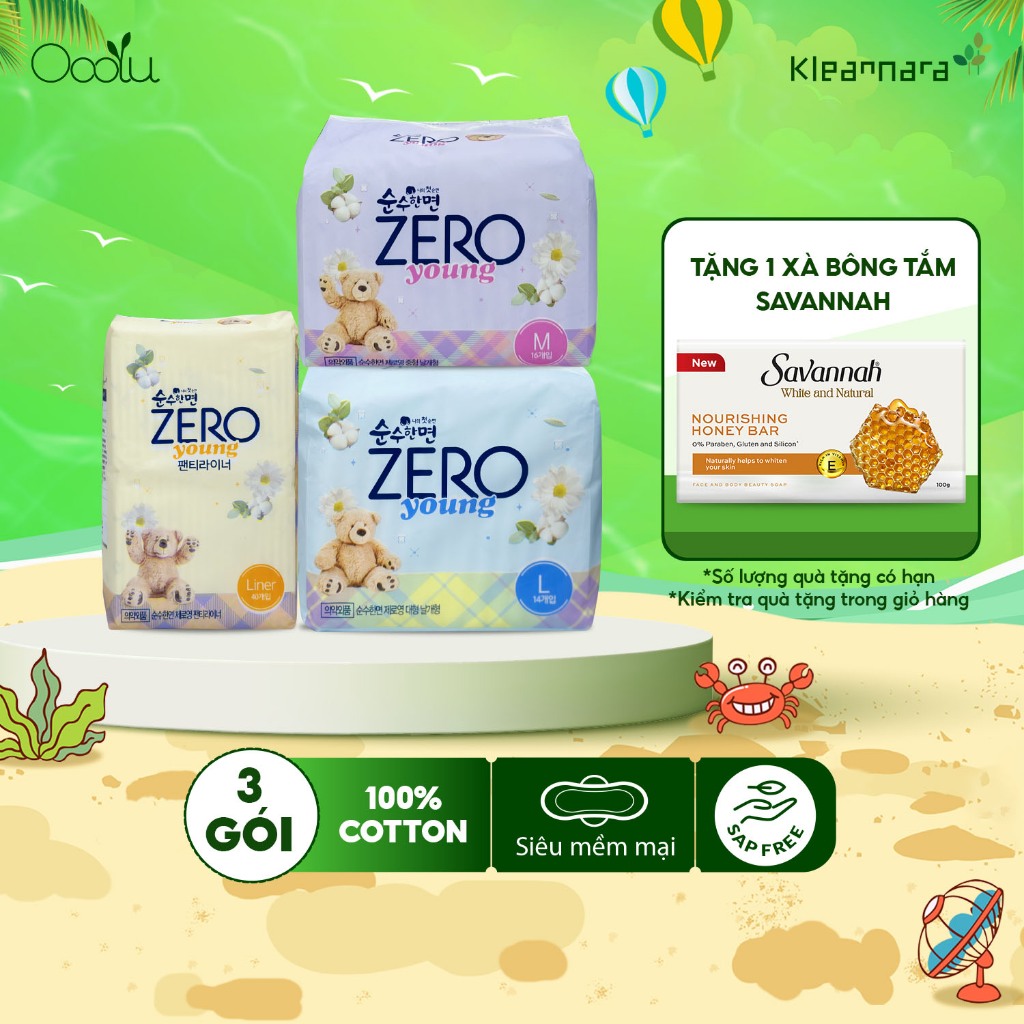 Combo 3 Băng vệ sinh Kleannara Zero Young Hàn Quốc siêu mềm mại, không ...