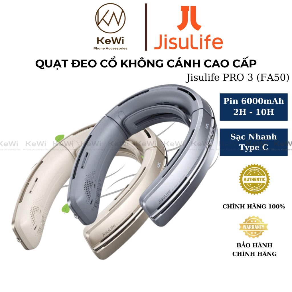 Quạt Đeo Cổ Cao Cấp JISULIFE Pro3 FA50 18W Công Thái Học - Lọc Không Khí - Mát 360 Độ | BH 12T ...