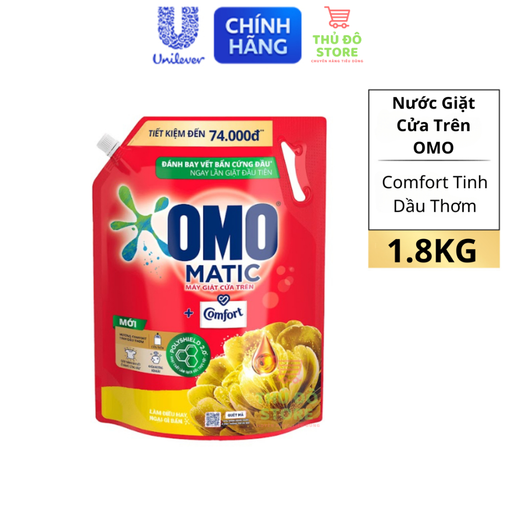 Nước Giặt OMO Matic Cửa Trên Comfort Tinh Dầu Thơm Vàng - Túi 1.8KG | Shopee Việt Nam