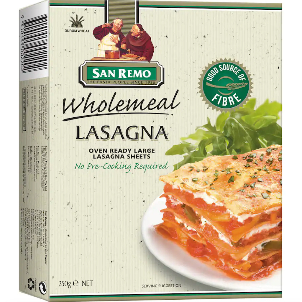 MÌ LÁ San Remo Pasta Lasagna Sheets Wholemeal, NO Pre-Cooking, BỔ SUNG ...