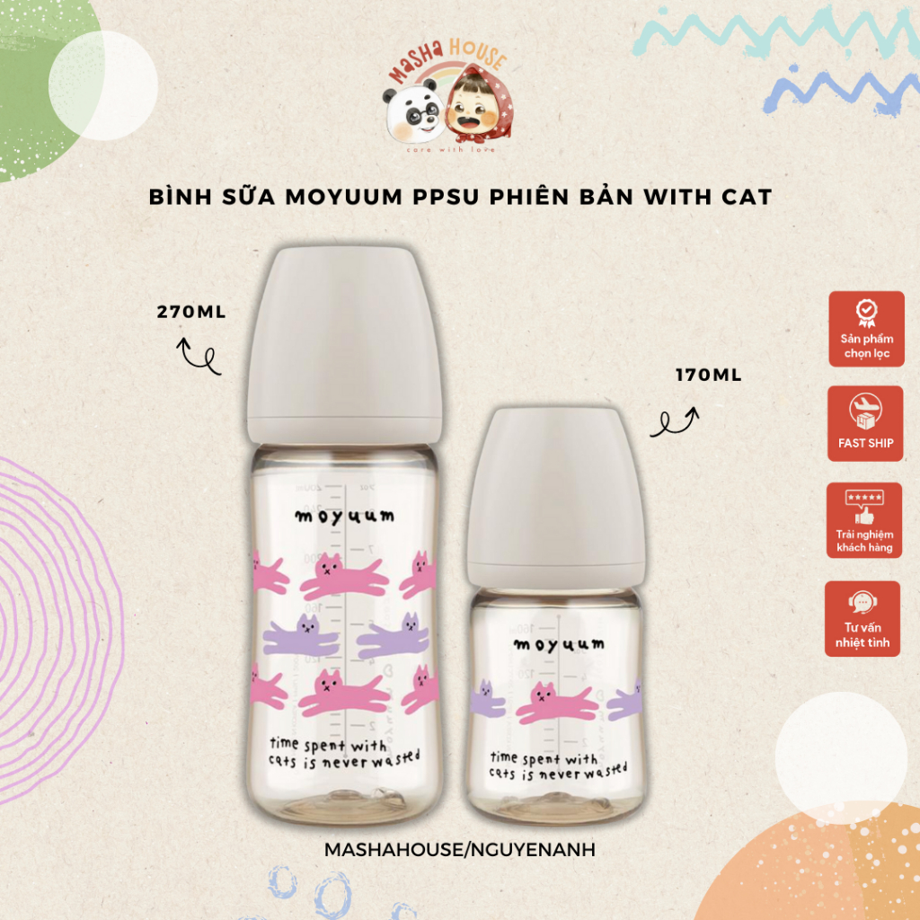 Bình sữa MOYUUM PPSU PHIÊN BẢN WITH CAT, 170ml 270ml ( Xám ), Tem Phụ Chính Hãng | Shopee Việt Nam