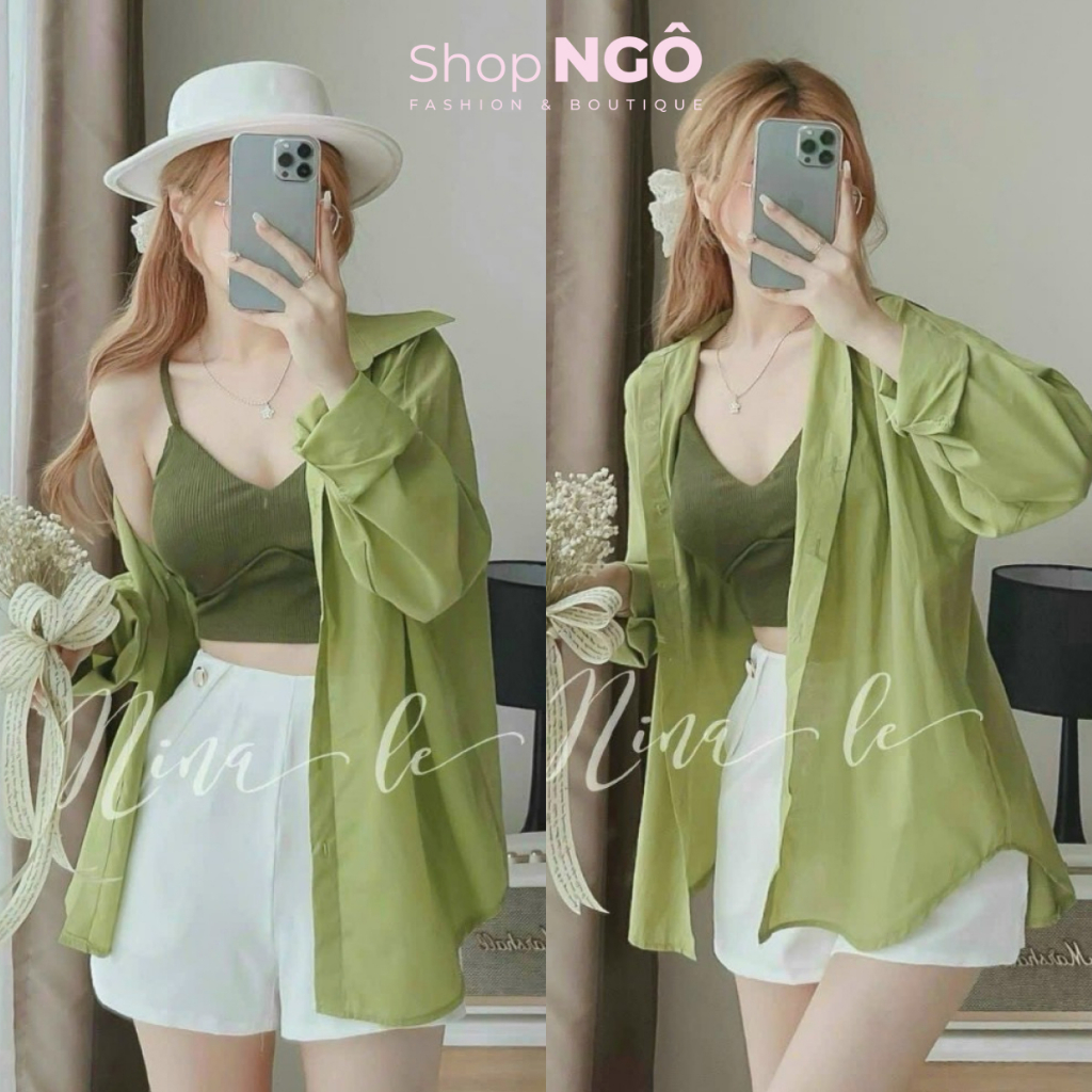 Set bộ thời trang nữ, set 3 món áo bra 2 dây có mút mix quần đùi kem ...