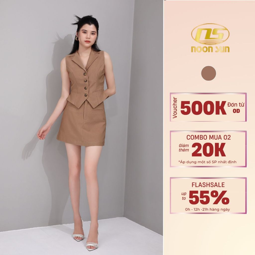Set Áo Gile Cổ Vest Đính Nút Loan Phối Chân Váy Chữ A Dáng Ngắn NOON SUN NS7 Set Váy Nữ Thiết Kế ...