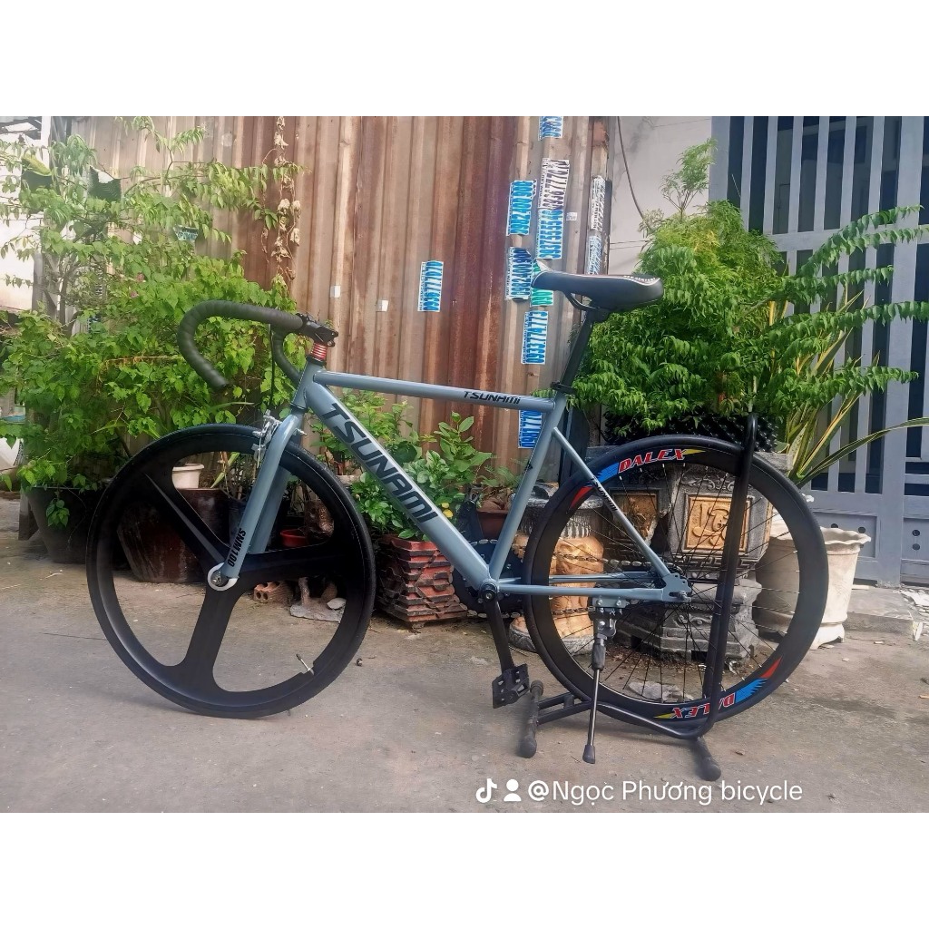 XE ĐẠP THỂ THAO SINGLE SPEED VÀ FIXED GEAR MÀU XÁM VÀNG 4 PHÂN ĐEN BÁNH ...