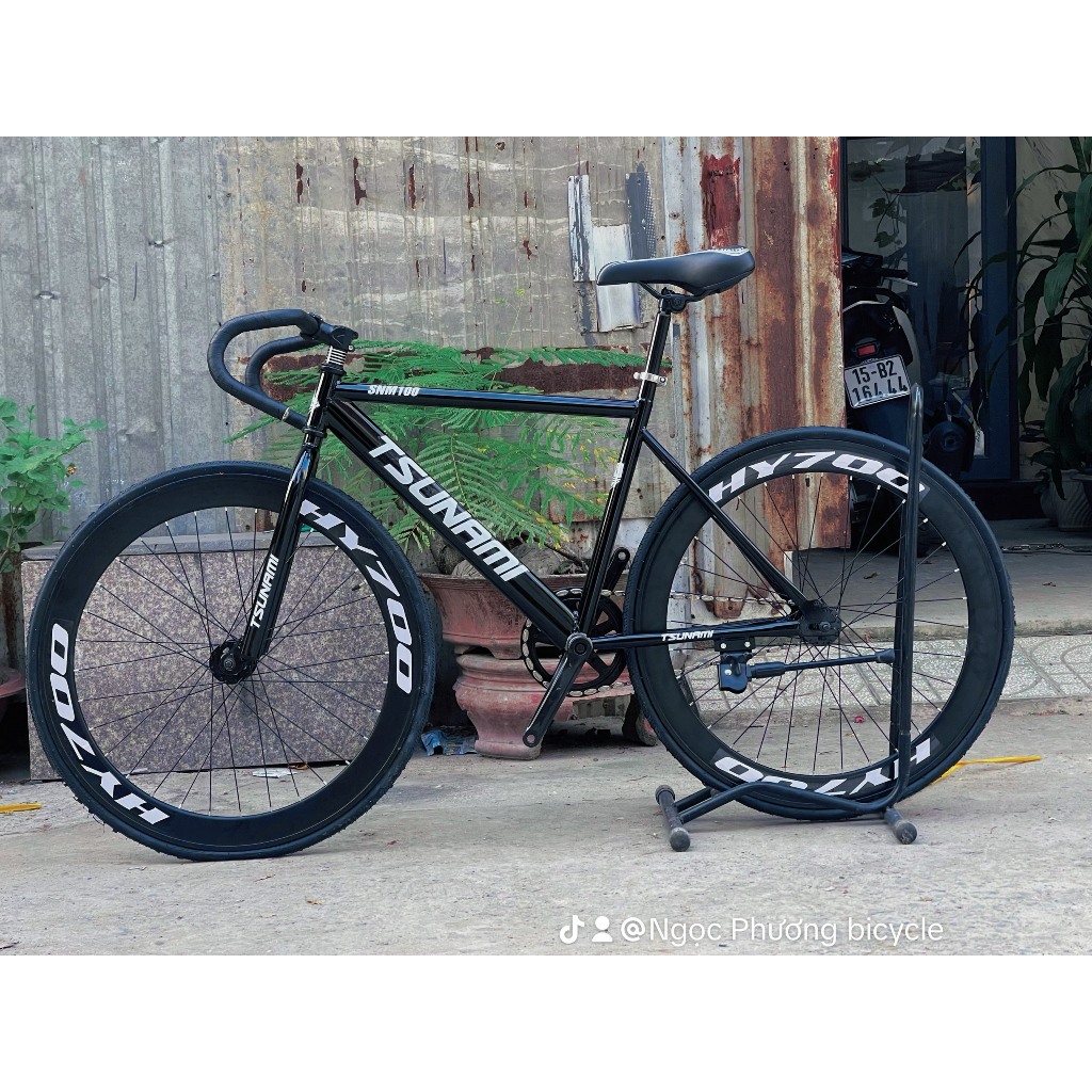 XE ĐẠP THỂ THAO SINGLE SPEED VÀ FIXED GEAR VÀNH 4 PHÂN ĐEN MÀU ĐEN BÁNH ...