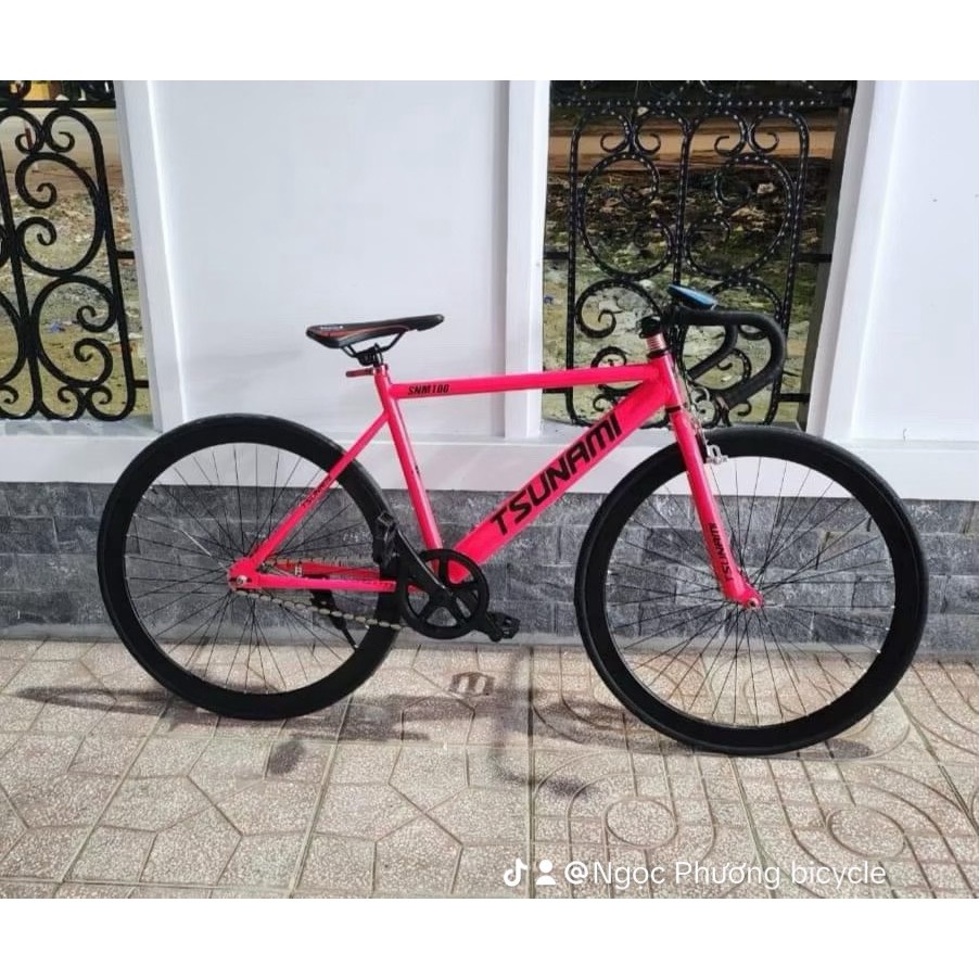 XE ĐẠP THỂ THAO SINGLE SPEED VÀ FIXED GEAR VÀNG 4 PHÂN ĐEN MÀU HỒNG ...