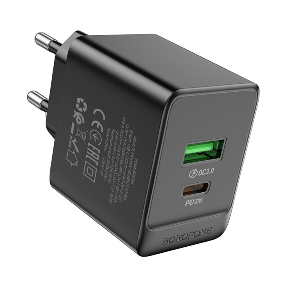 Củ sạc nhanh BOROFONE BAS14 có 2 Cổng Sạc Type C và USB | Shopee Việt Nam
