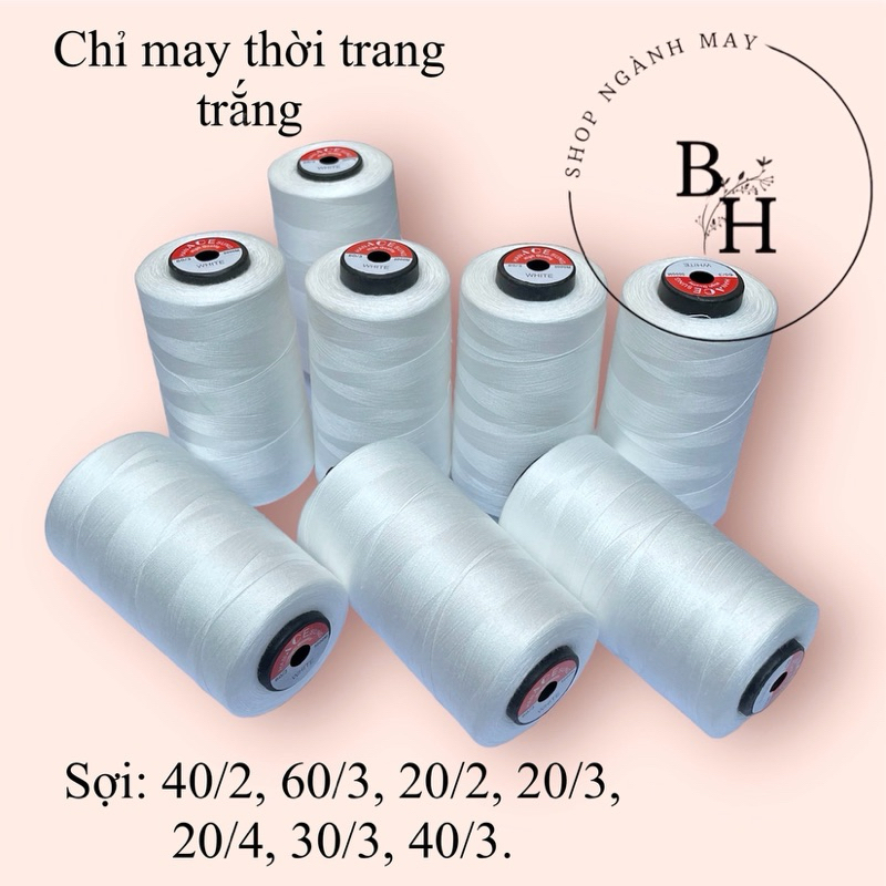 Chỉ may trắng 40/2, 60/3, 20/2, 20/3, 20/4, 30/3 hàng công ty | Shopee ...