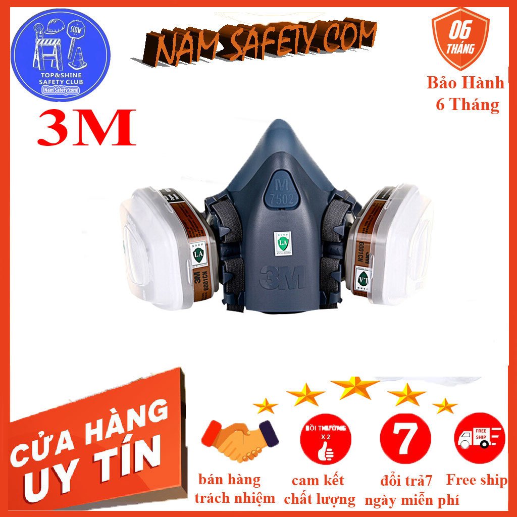 Mặt nạ phòng độc 3M 7502 8 chi tiết , chống bụi mịn PM2.5 ,mặt nạ chống khói đám cháy,Mặt nạ ...