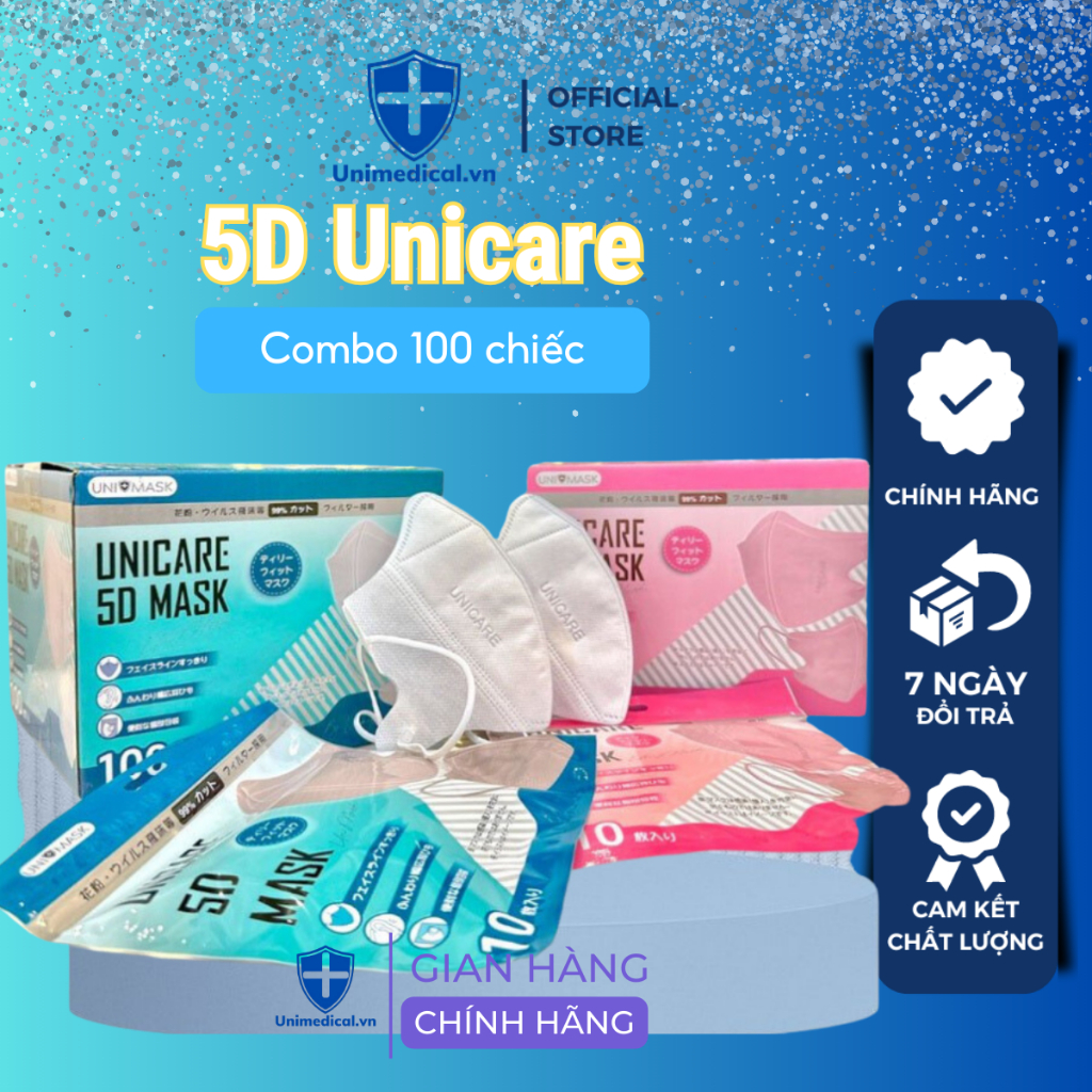 Thùng 100c Khẩu Trang 5D UNIMASK , Khẩu Trang 3 Lớp , Khẩu Trang Chống Bụi , Hàng Chính Hãng ...