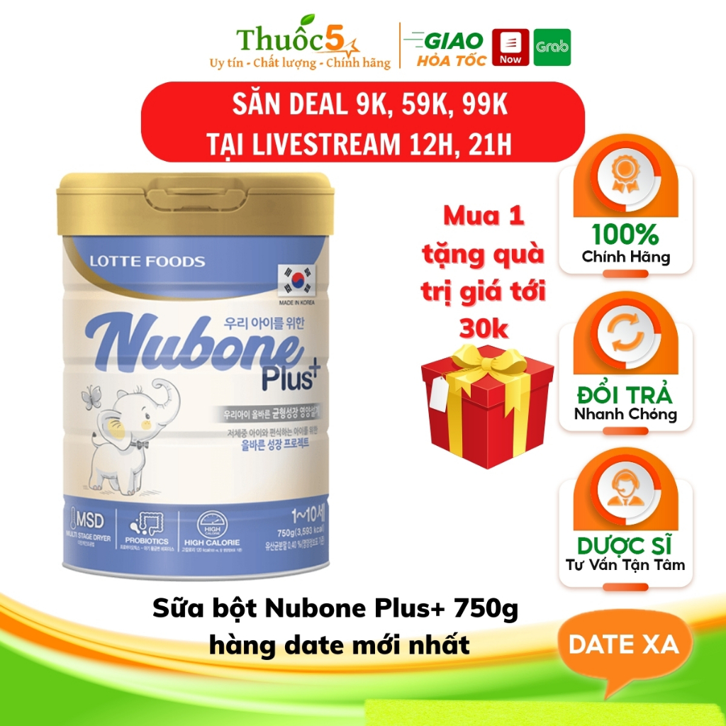 Sữa bột Nubone Plus+ 750g cho bé từ 1-10 tuổi, hàng nhập khẩu chính ...