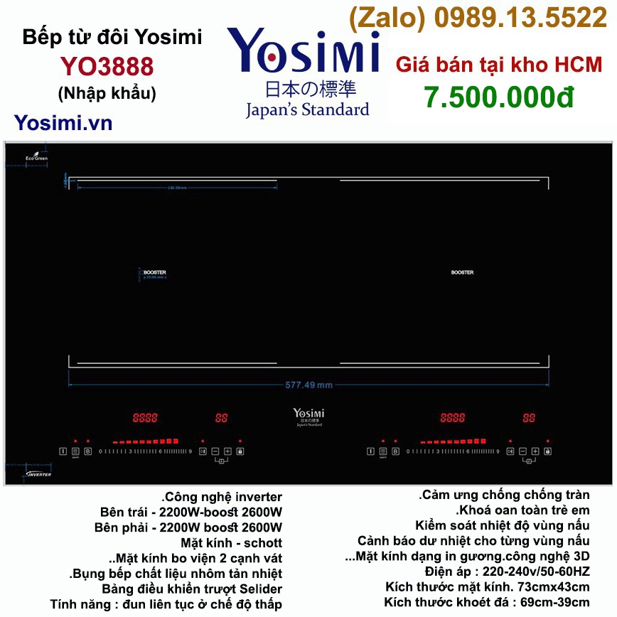 Bếp từ Nhật Bản chính hãng Yosimi YO3888 | Shopee Việt Nam