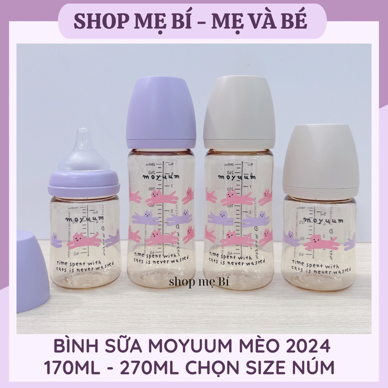 [ TẶNG Sticker] BÌNH SỮA MOYUUM CAT Moyuum Mèo 170ML - 270ML CHỌN NÚM | Shopee Việt Nam