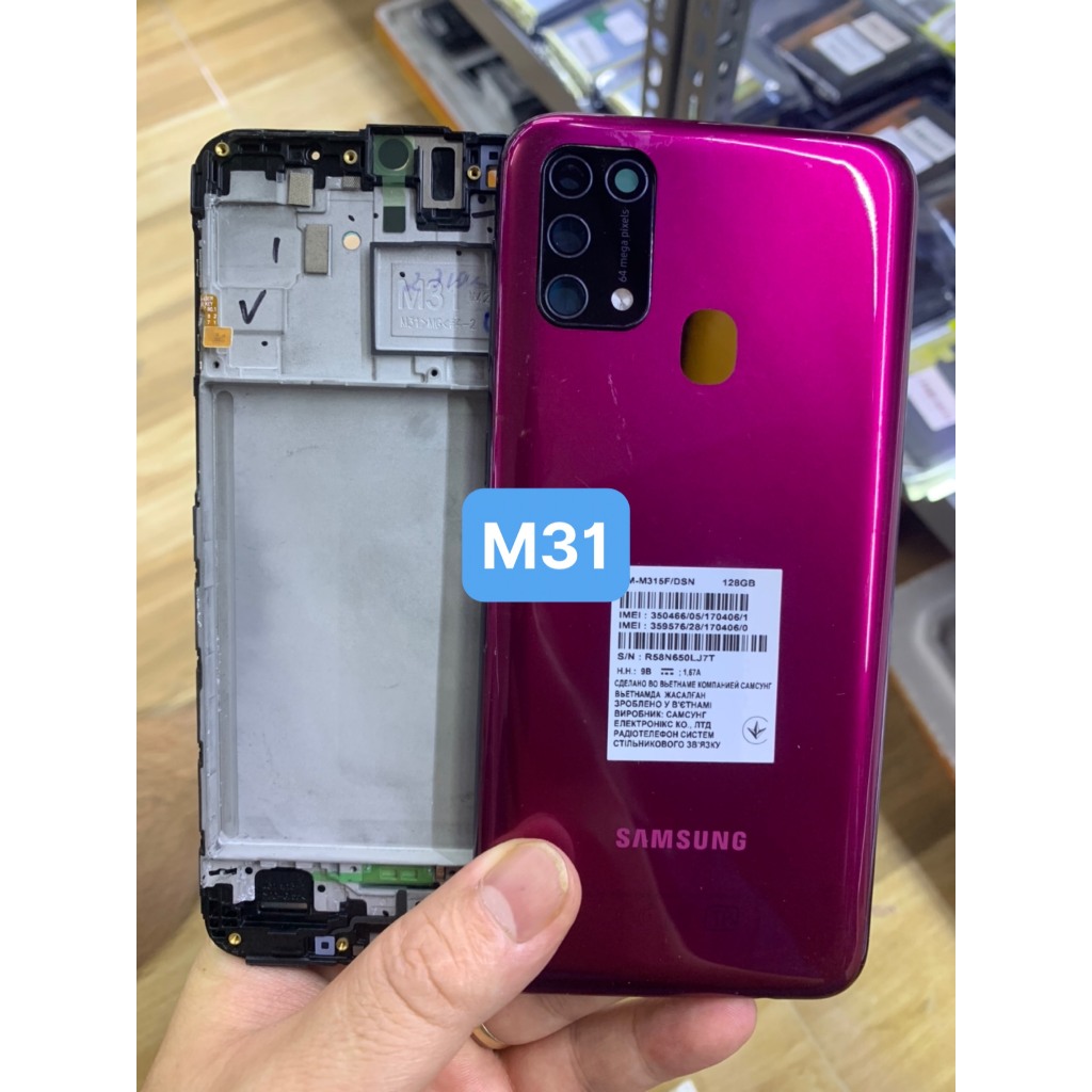 Bộ xương, vỏ samsung M31 ( lưng, xương, phím bấm, kính cam) | Shopee Việt Nam