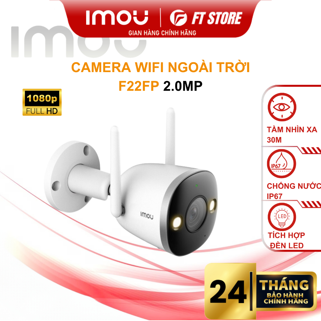 Camera imou wifi ngoài trời F22P/F22FP 2M 1080P tích hợp đèn báo, chống ...