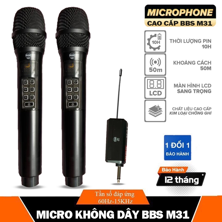 Micro Không Dây Đa Năng BBS M31 NEW 2024 - Tích Hợp Chỉnh Bass, Treble, Echo Ngay Trên Thân Mic ...