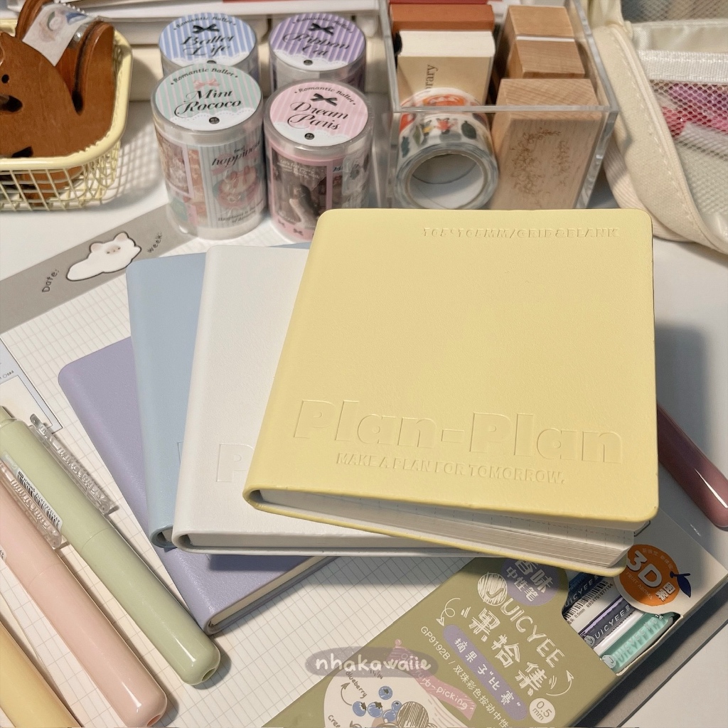 Sổ ghi chép mini màu pastel bìa da Cube Planwith | Shopee Việt Nam