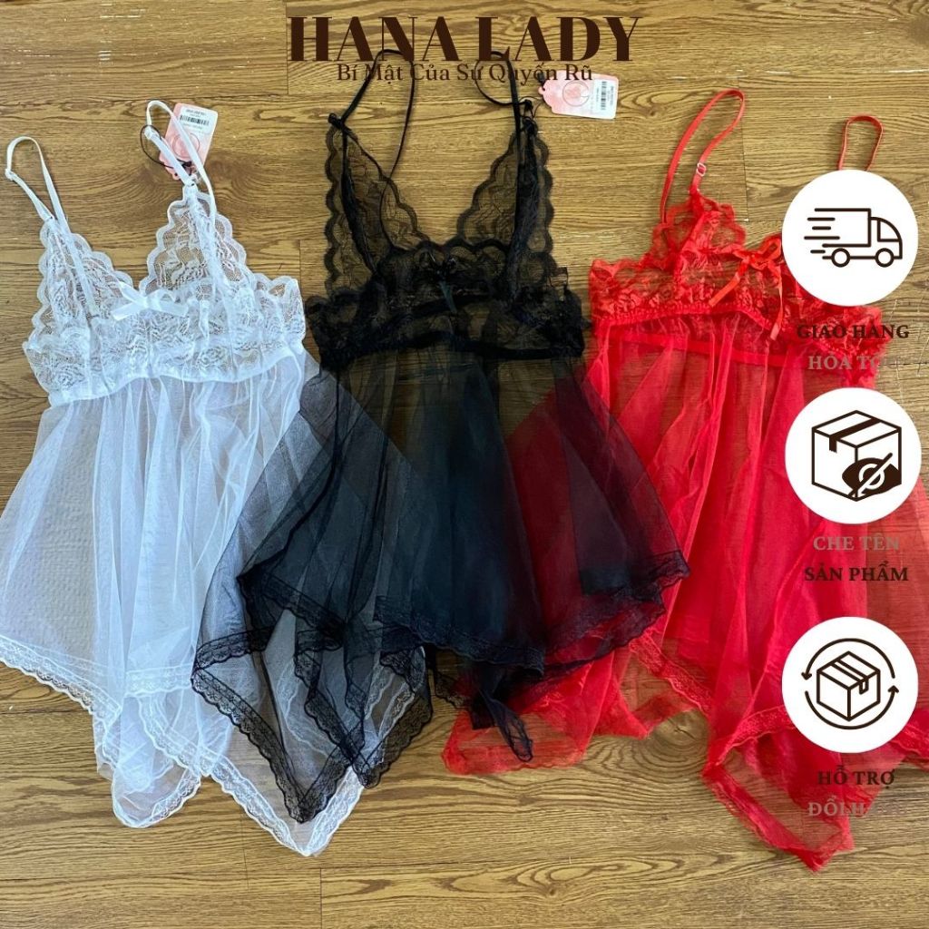 Váy ngủ 2 dây có bigsize, đồ ngủ sexy gợi cảm siêu mỏng xuyên thấu ...