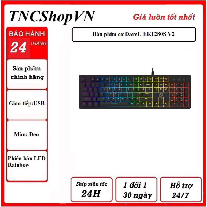 Bàn phím cơ Dareu EK1280S v2 Black Blue Switch | Shopee Việt Nam