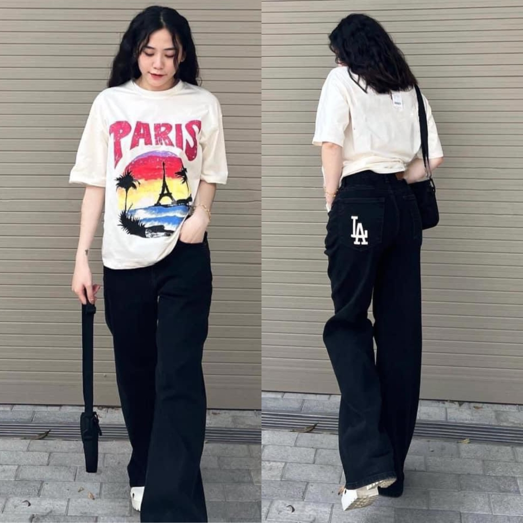 Quần Jean Nữ Ống Suông Màu Đen Túi Thêu Chữ Nổi Q293 | Shopee Việt Nam