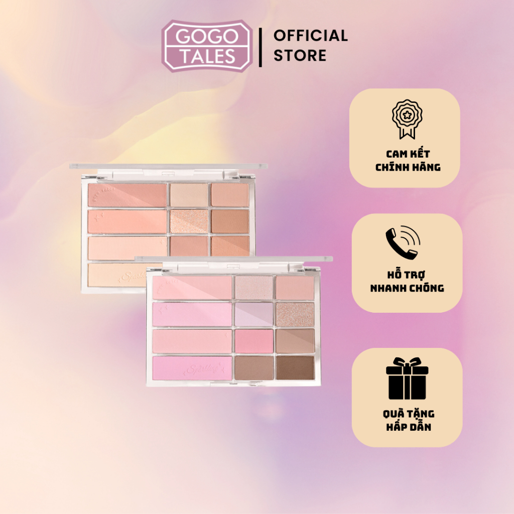 Bắng Phấn Mắt Má 12 ô Gogo Tales Pink mist Soft Focus Powder Blusher ...