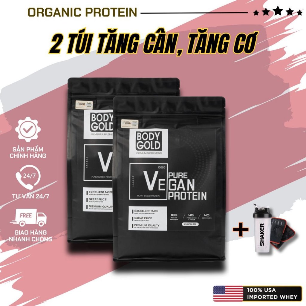 Combo 2 túi- Whey Protein Thực Vật Tăng Cân Tăng Cơ Body Gold Túi 1Kg ...