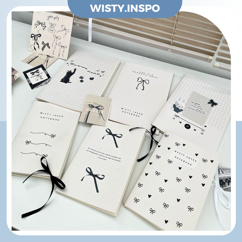 Tập vở/ Sổ may học sinh B5/A5 Dark Coquette Nơ Nghệ Thuật 80gsm ruột kẻ ...