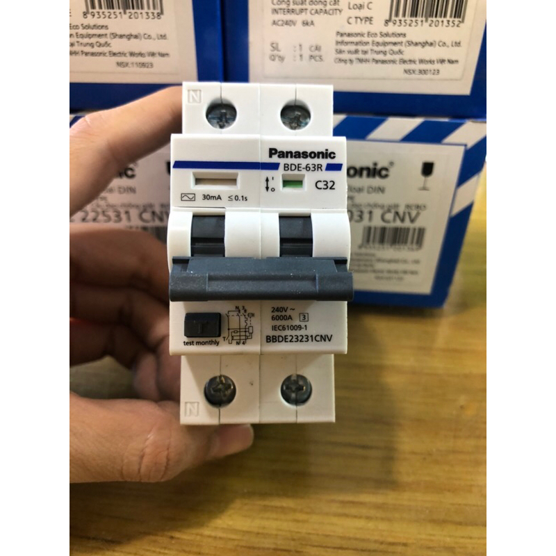 Cầu dao chống giật tự động, CB chống giật tự động 2P PANASONIC 20A 25A 32A 40A 50A 63A ( chính ...