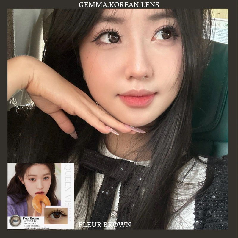 Kính áp tròng Hàn Quốc Gemma màu nâu Fleur Brown 14.5mm (Full 0-6 độ ...