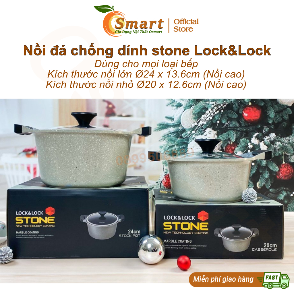 [HÀNG CHÍNH HÃNG] Nồi và chảo vân đá Lock&Lock dòng Stone 7 lớp ...
