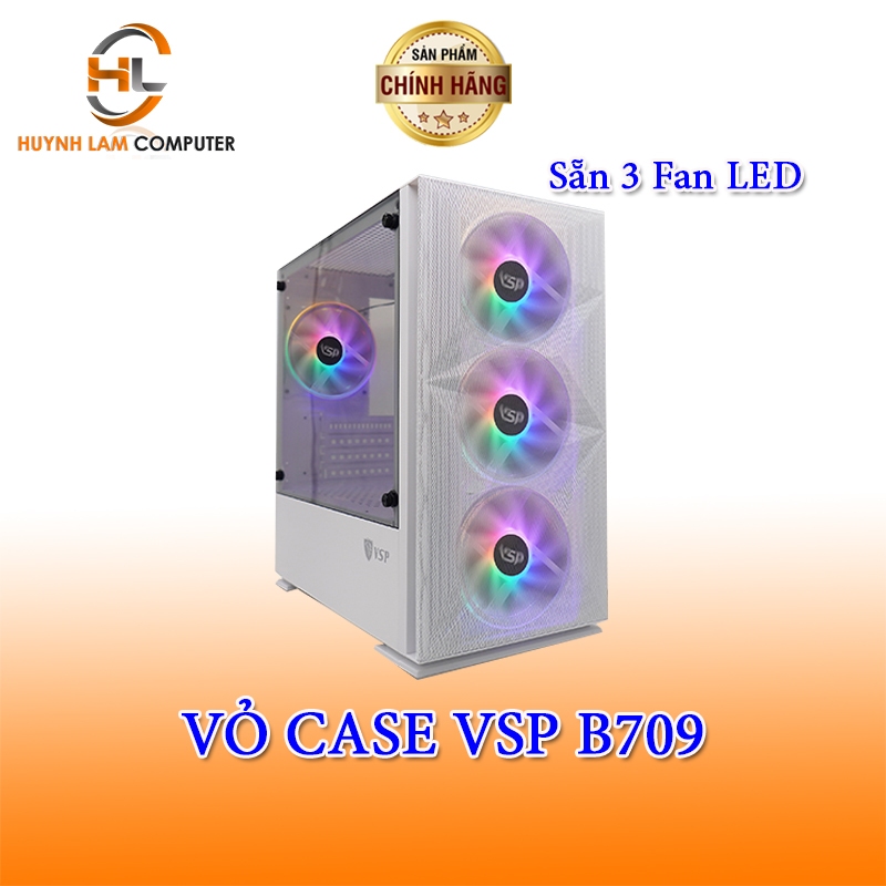 Vỏ máy tính Case VSP B709 [Trắng] sẵn 3 Fan LED Gaming kính cường lực (M-ATX/ITX) | Shopee Việt Nam