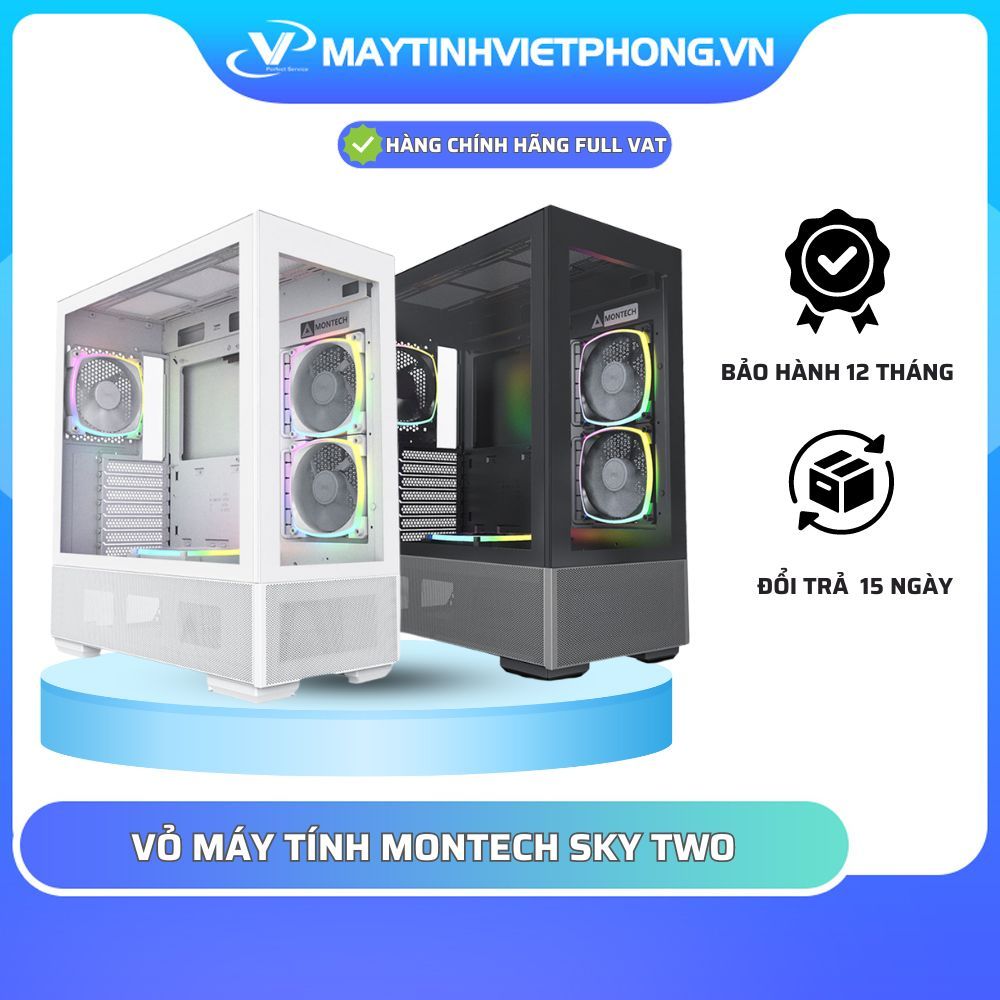 [FULL VAT] VỎ MÁY TÍNH / VỎ CASE MONTECH SKY TWO BLACK - WHITE (ATX/MID TOWER/4 FAN ARGB ...