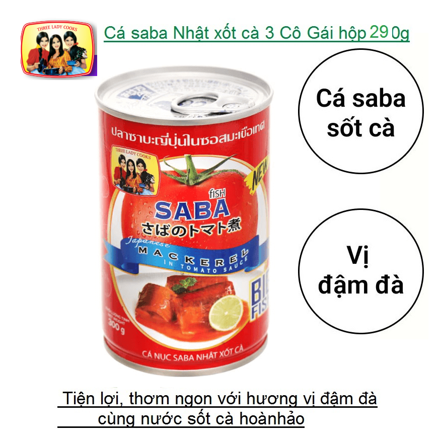 1 HỘP Cá saba Nhật xốt cà 3 Cô Gái hộp 290g | Shopee Việt Nam