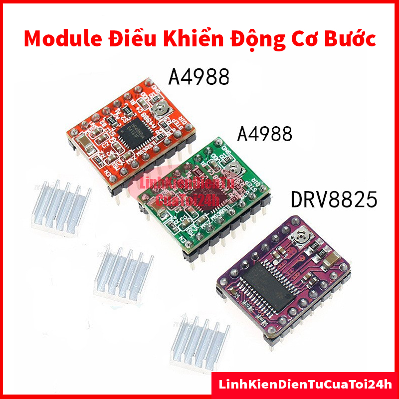 Module điều khiển động cơ bước A4988, DRV8825 (Kèm Tản Nhiệt) | Shopee ...