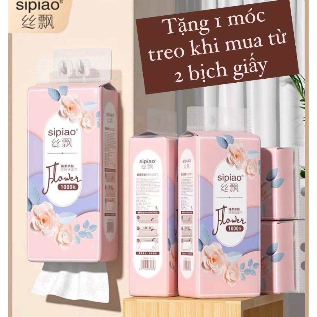 Bịch Giấy Treo Đa Năng SIPIAO Hoa Hồng, Khăn Rút Treo Trường 3 Lớp ...