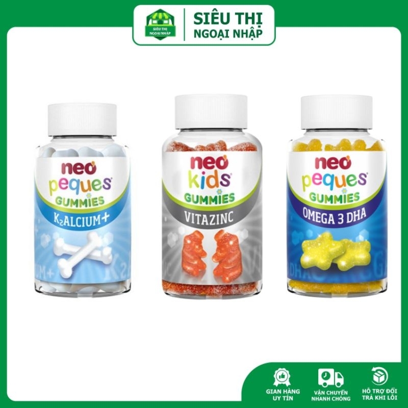 Kẹo Gummy Vitamin Neo Kids bổ sung Canxi DHA Kẽm cho bé. | Shopee Việt Nam