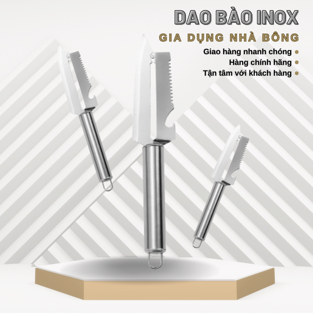 Dao đa năng 3 trong 1, Dao bào inox, gọt rau củ quả, dao làm cá ...