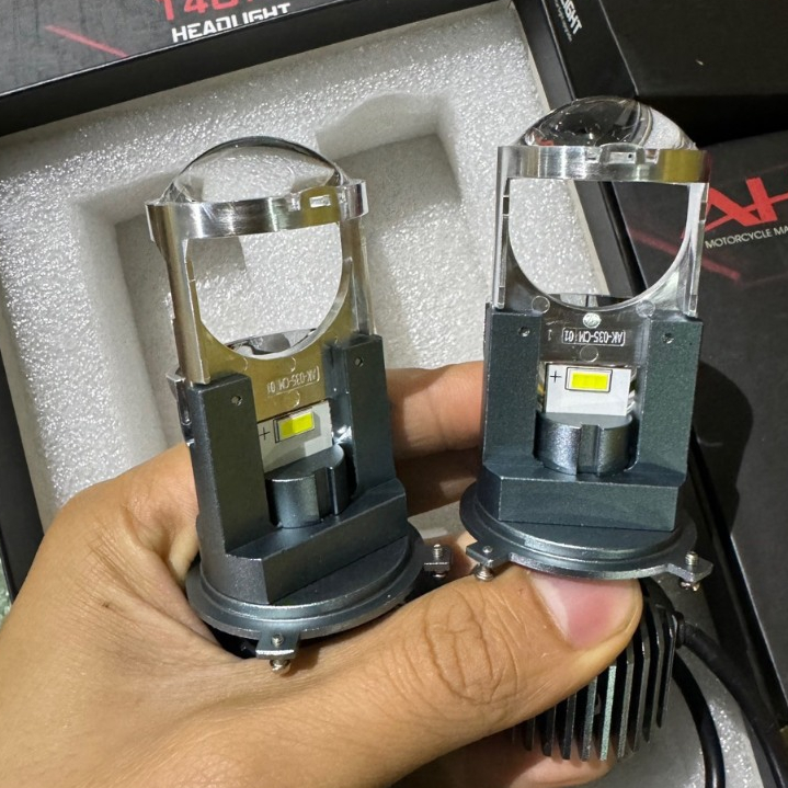 Đèn Pha LED Bi Cầu Mini T40 chân H4 Công Xuất 45w Lắp Ô tô, xe máy ...