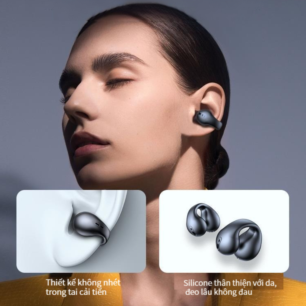 Tai nghe Bluetooth không dây dẫn truyền xương, Tai nghe kẹp vành tai kèm micro chống nước chuẩn ...