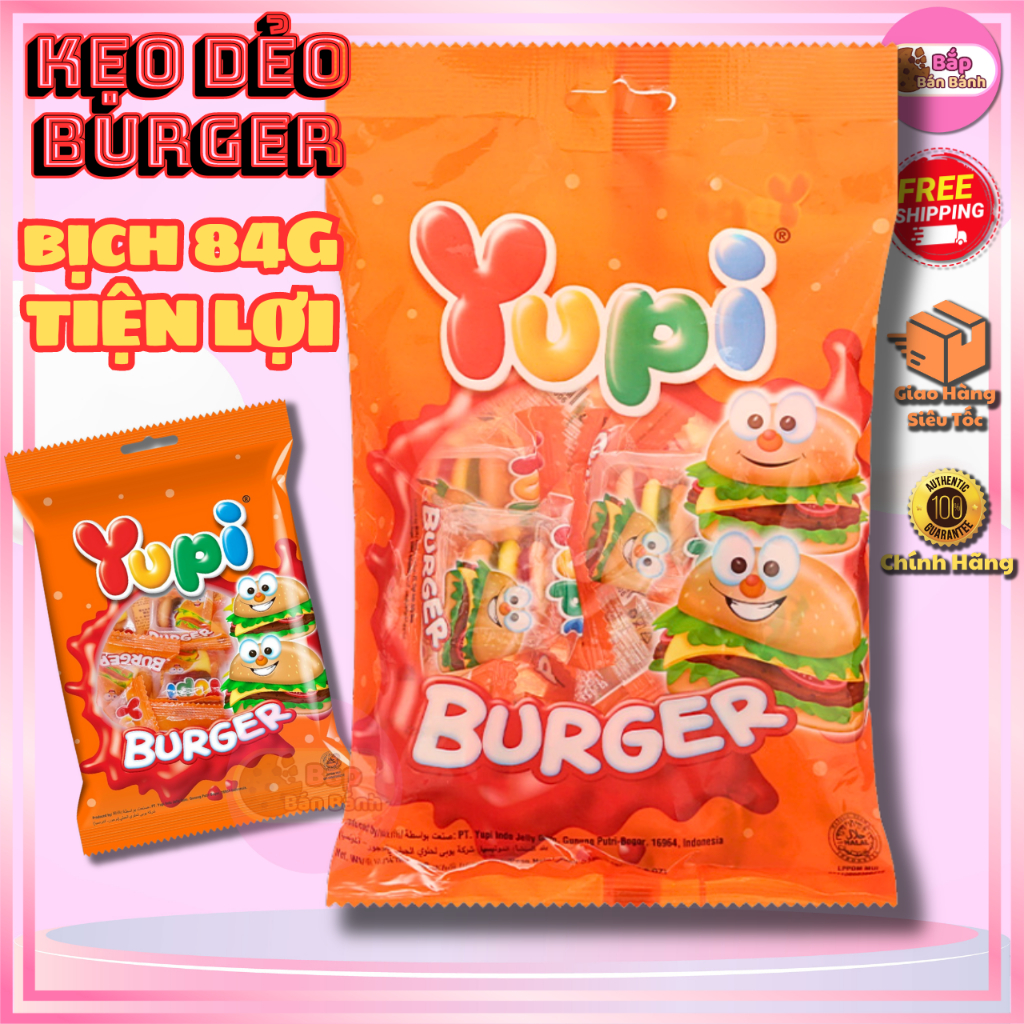 Kẹo Dẻo Yupi Burger Indonesia Chính Hãng (Gói 84g) | Shopee Việt Nam