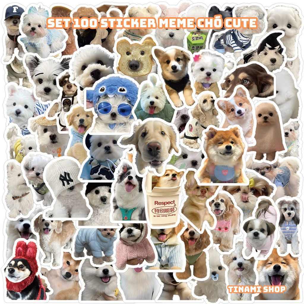 100 sticker meme chó cute đáng yêu hình dán không trùng nhau trang trí ...