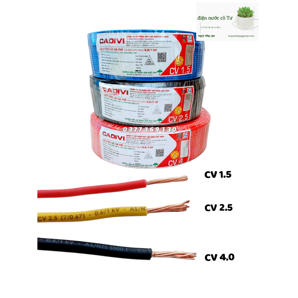 Dây Điện Đơn CV (1.5 /2.5 / 4.0) CADIVI [Bán lẻ theo MÉT] | Shopee Việt Nam