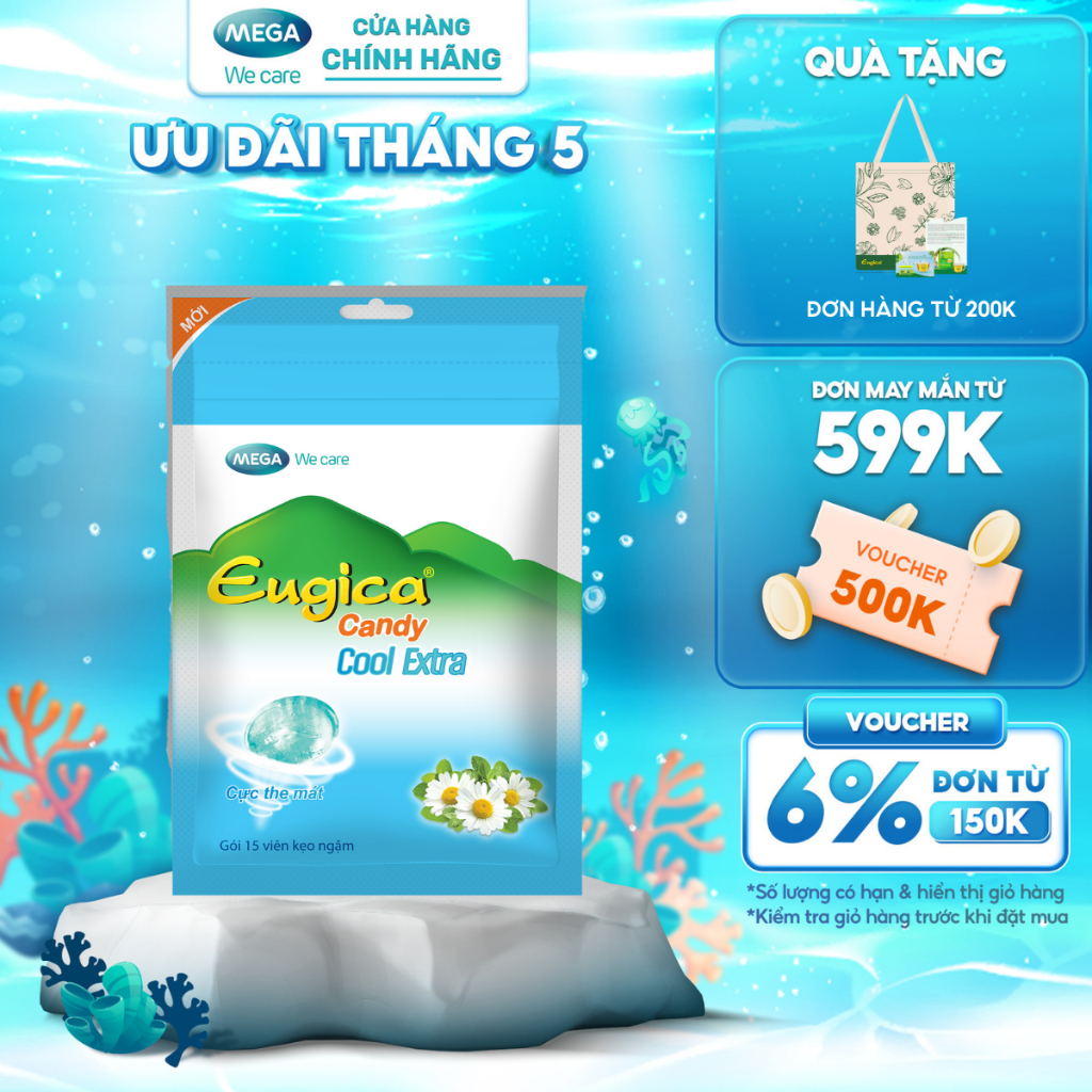 Kẹo ngậm thảo dược the mát EUGICA CANDY COOL EXTRA (Túi zip 15 viên ...
