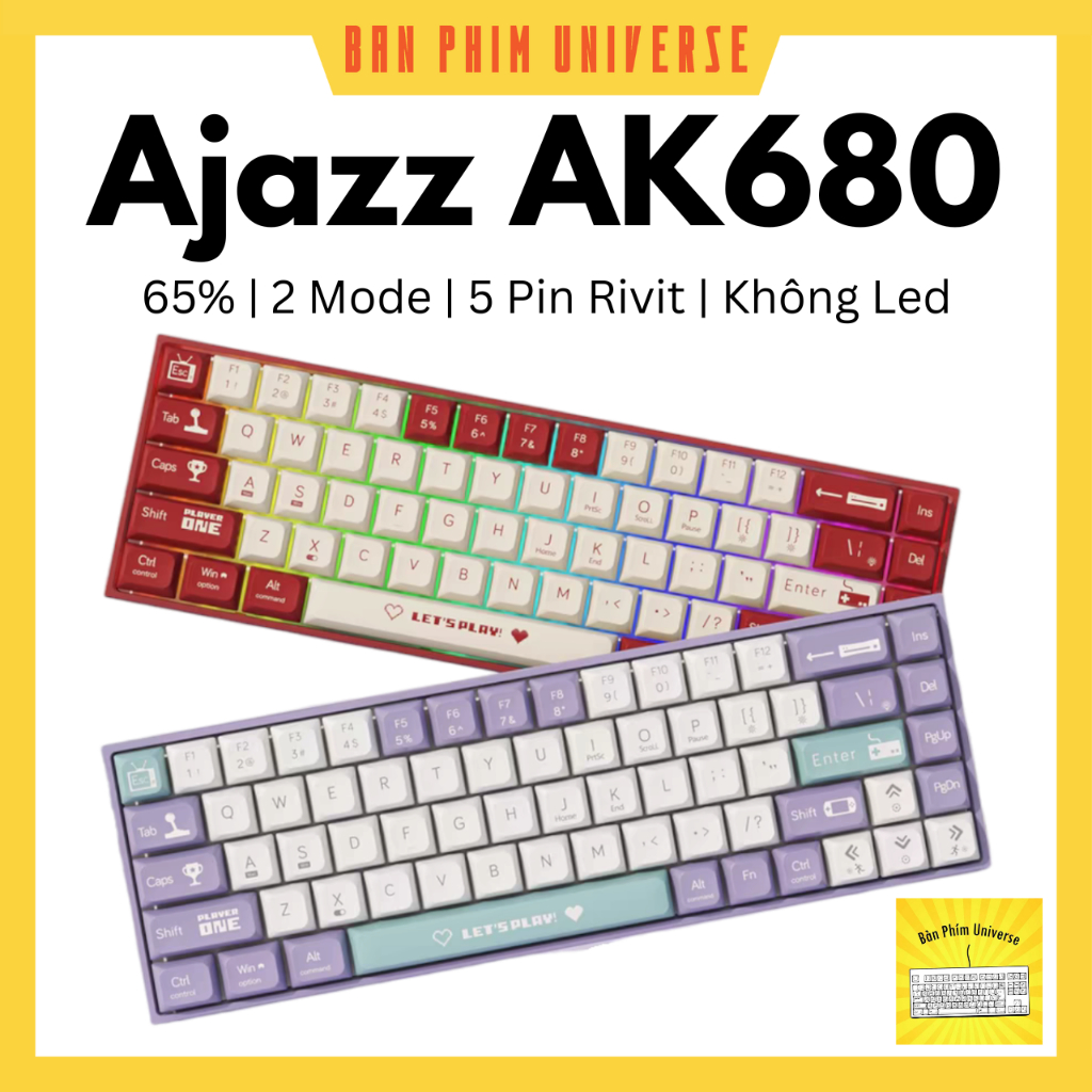 Bàn phím cơ Ajazz ak680 - bàn phím không dây 2 mode kết nối bluetooth/2 ...