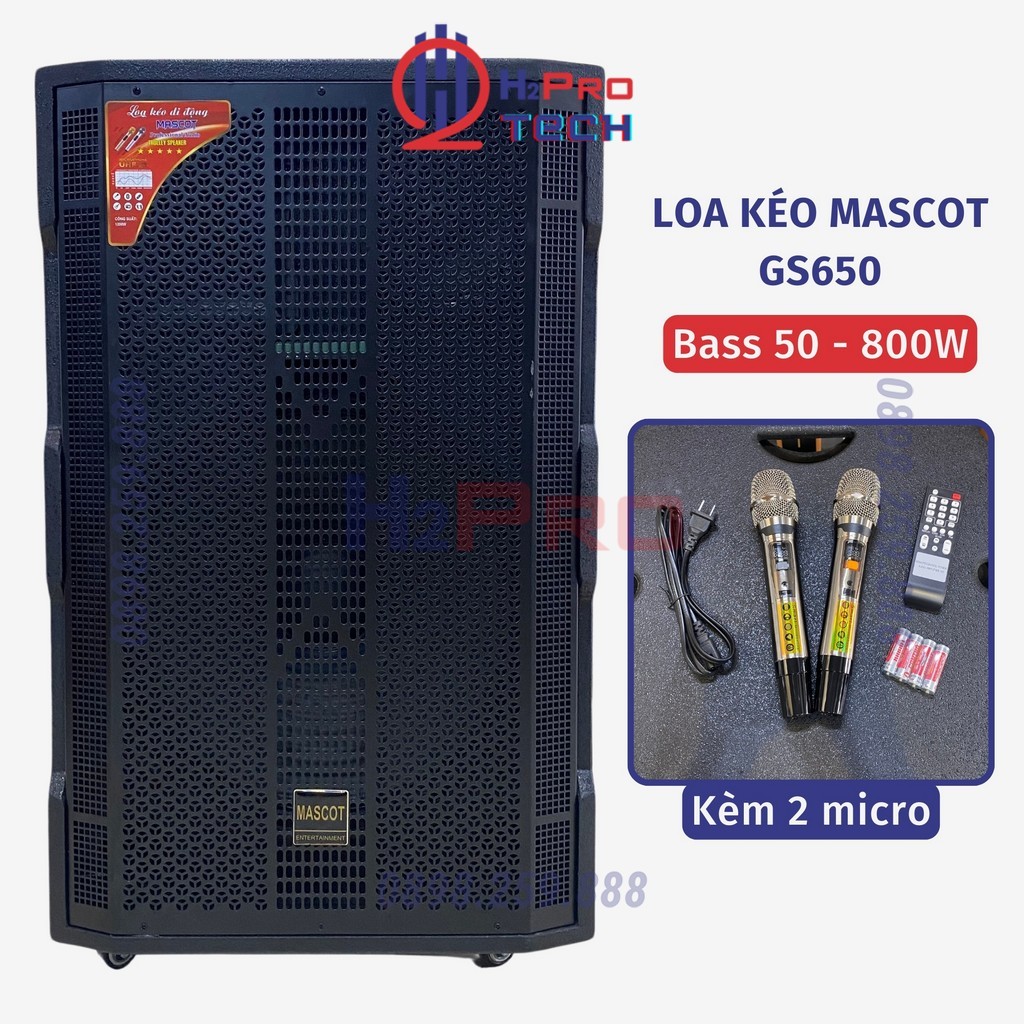 Loa Kéo Bass 50 MASCOT GS650 3 Đường Tiếng Hát Karaoke 5 Tấc, Tặng 2 Micro Kim Loại UHF -H2pro ...